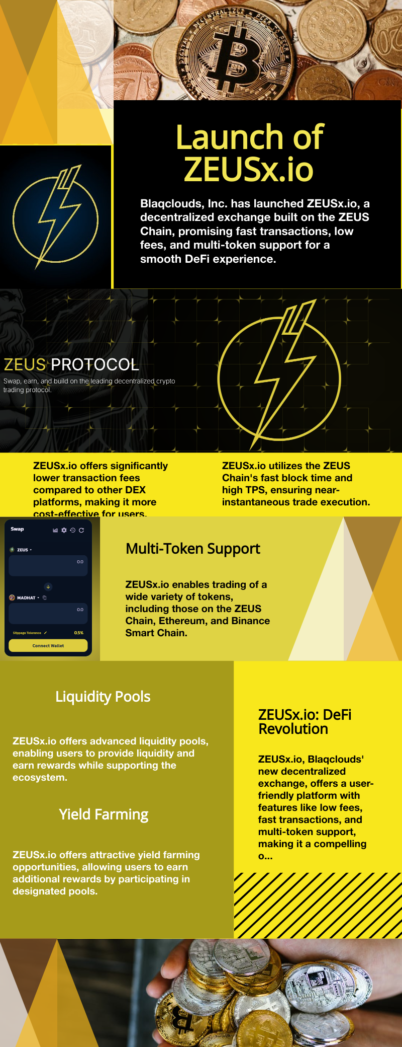 Blaqclouds, Inc. Announces the Launch of ZEUSx.io DEX to