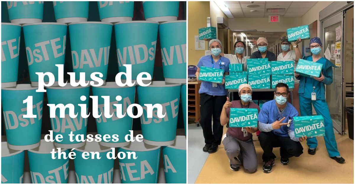 Les Thés DAVIDsTEA font don de 1 million de tasses de thé