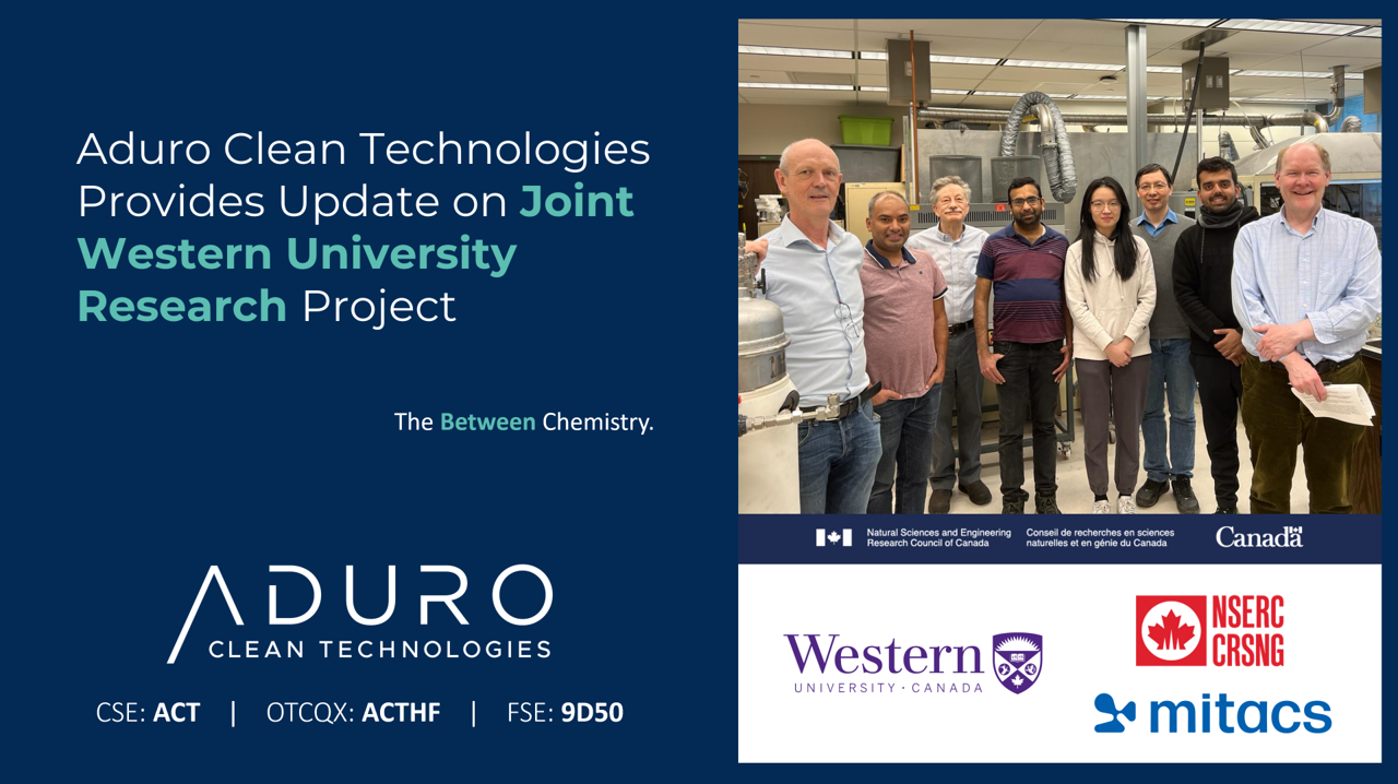 Aduro Clean Technologies Provides Update on Joint Western